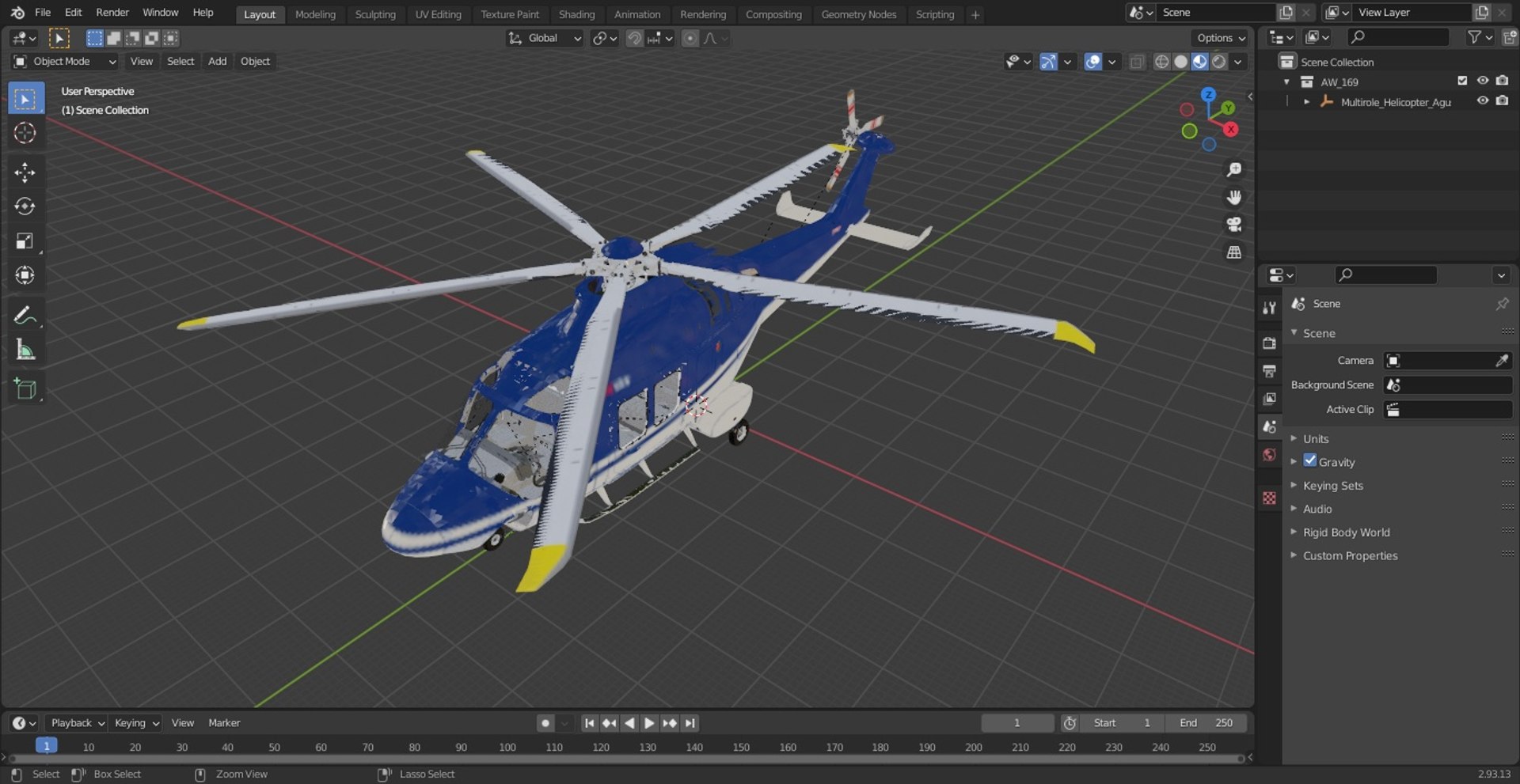 Multirole helicopter agustawestland aw169 3D model - TurboSquid 1211588