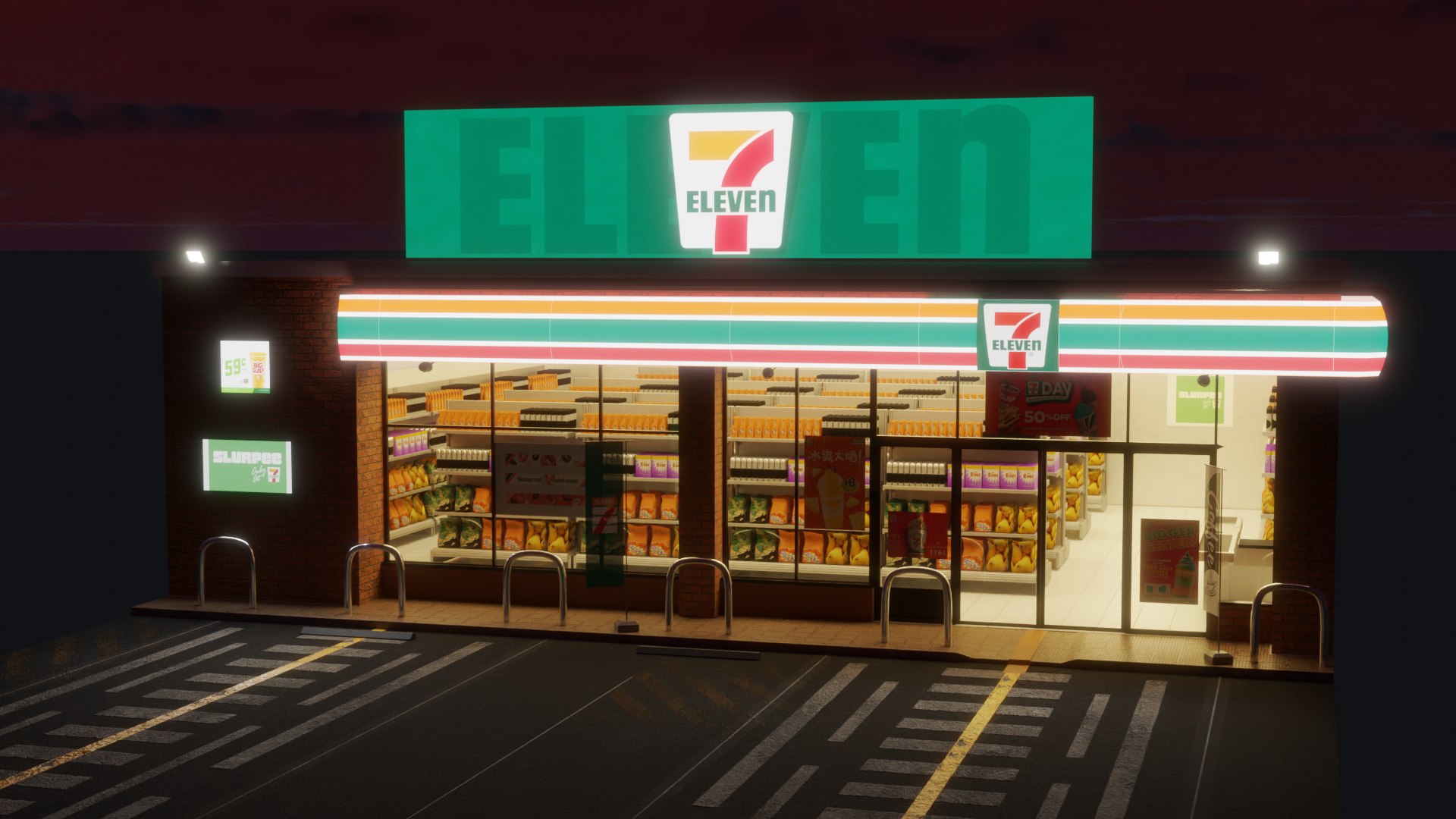 7eleven Store 3D Model - TurboSquid 2202236