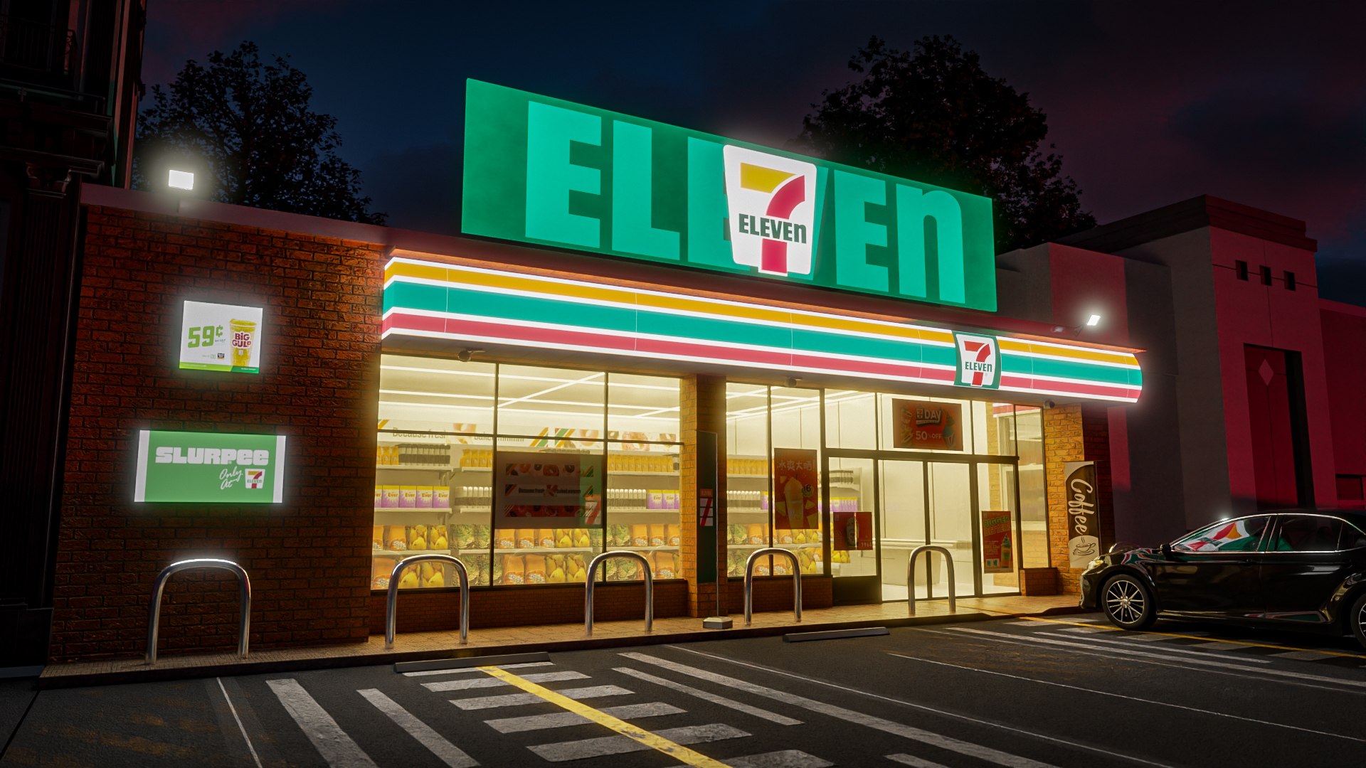 7eleven Store 3D Model - TurboSquid 2202236