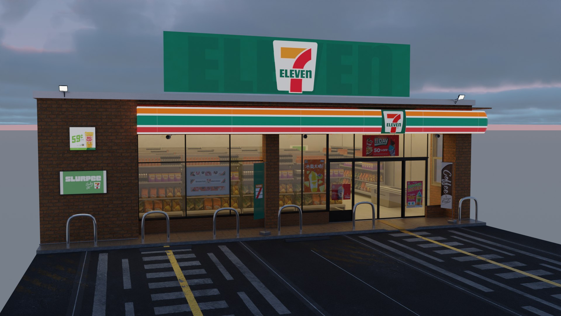 7eleven Store 3D Model - TurboSquid 2202236