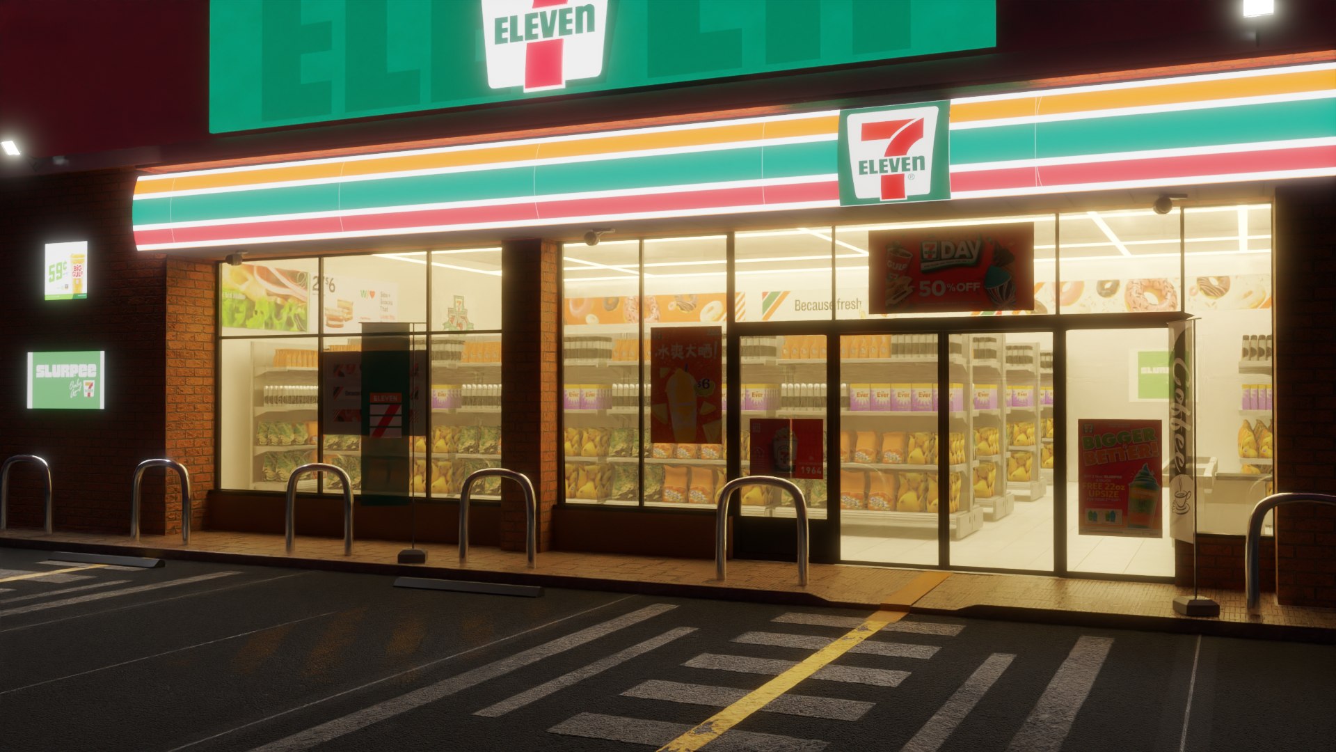7eleven Store 3D Model - TurboSquid 2202236