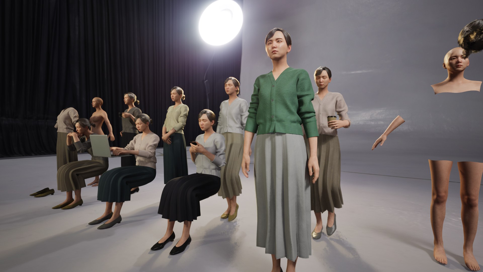 Rigged Modular Character - Asian Woman 3D Model - FH2 - Blender UE5 C4D ...