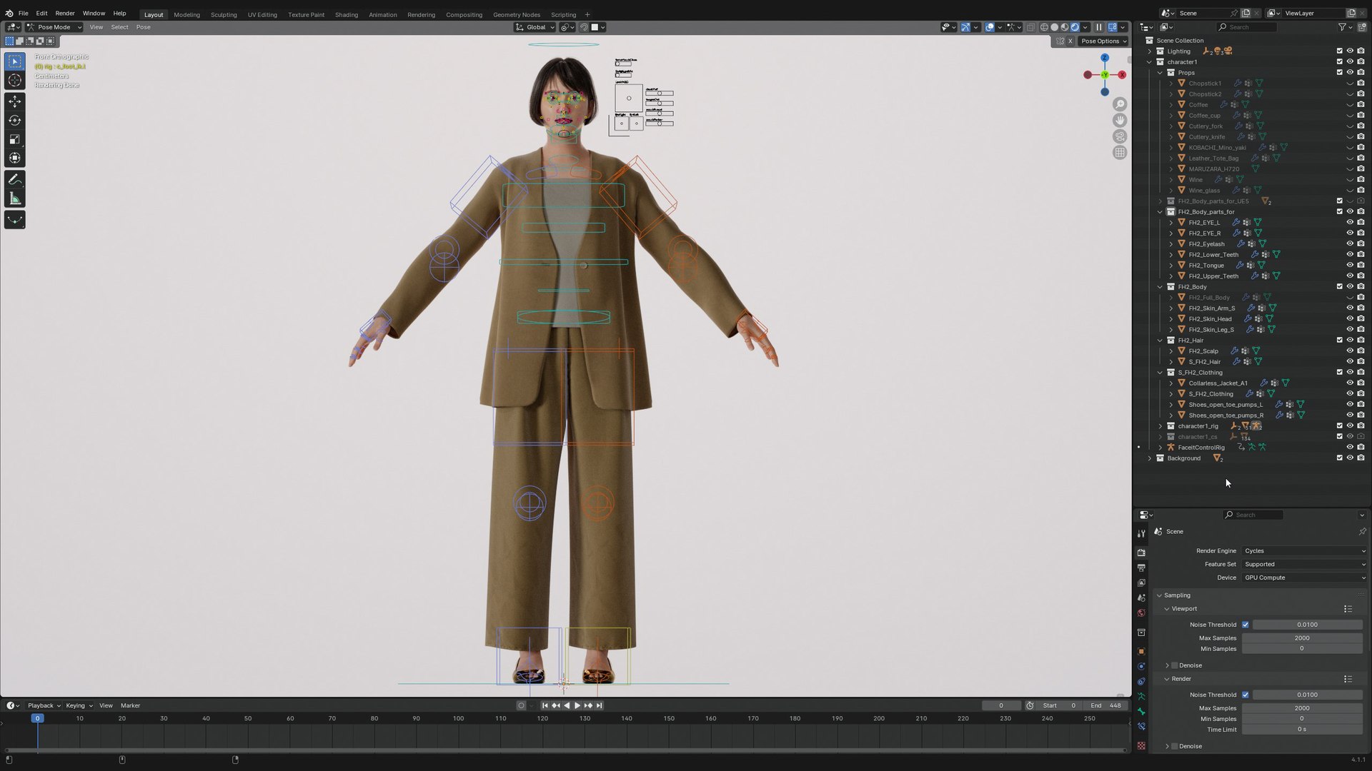 Rigged Modular Character - Asian Woman 3D Model - FH2 - Blender UE5 C4D 3D Model - TurboSquid ...