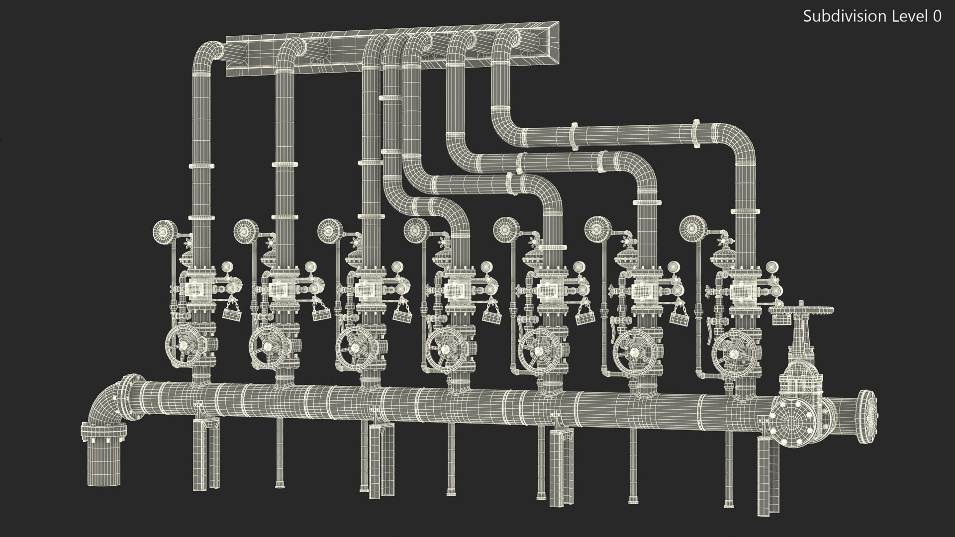 3D Industrial Pipeline System With Valves Model - TurboSquid 2236316