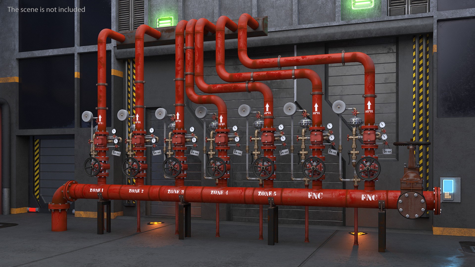 3D Industrial Pipeline System With Valves Model - TurboSquid 2236316