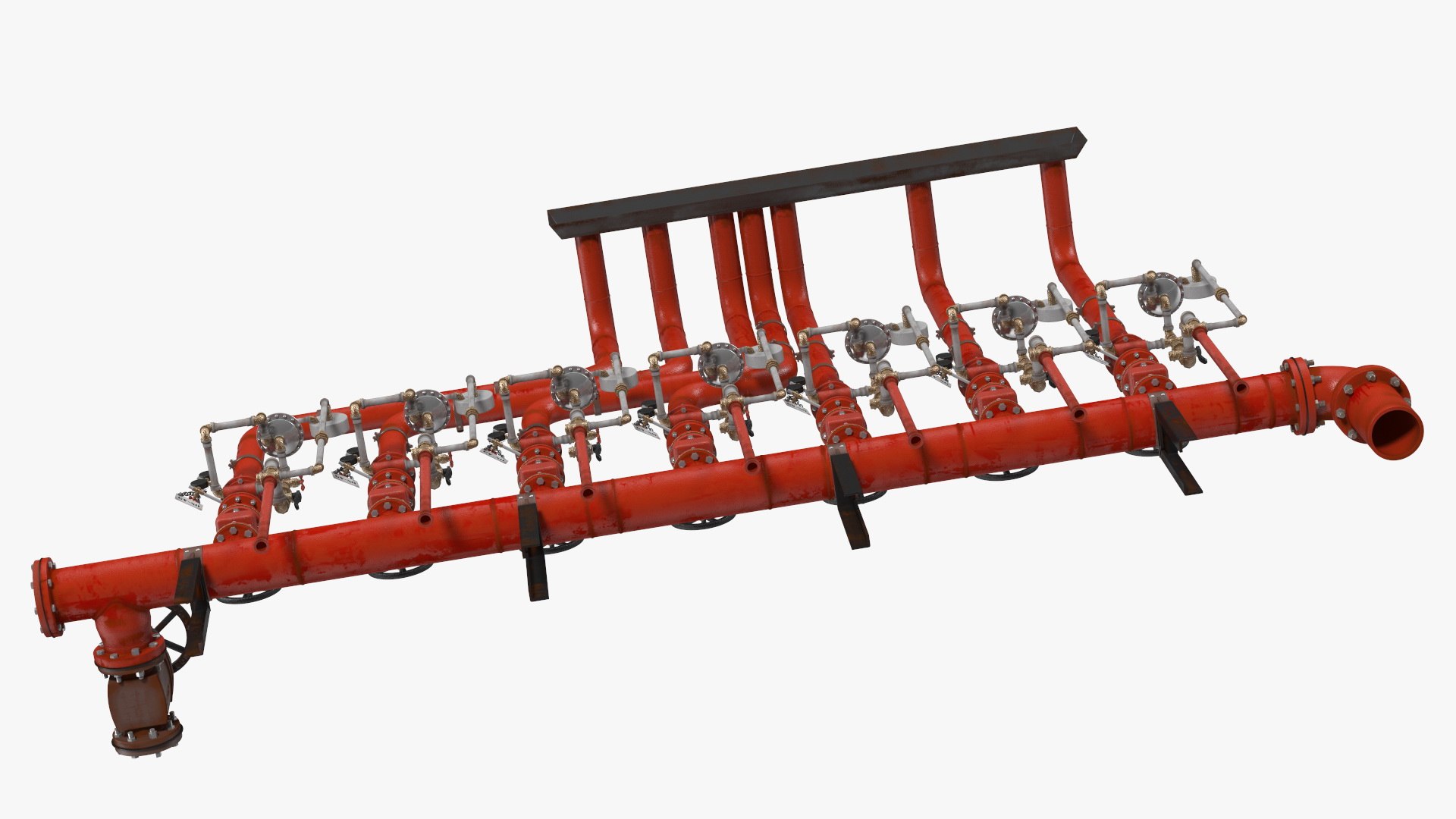 3D Industrial Pipeline System With Valves Model - TurboSquid 2236316