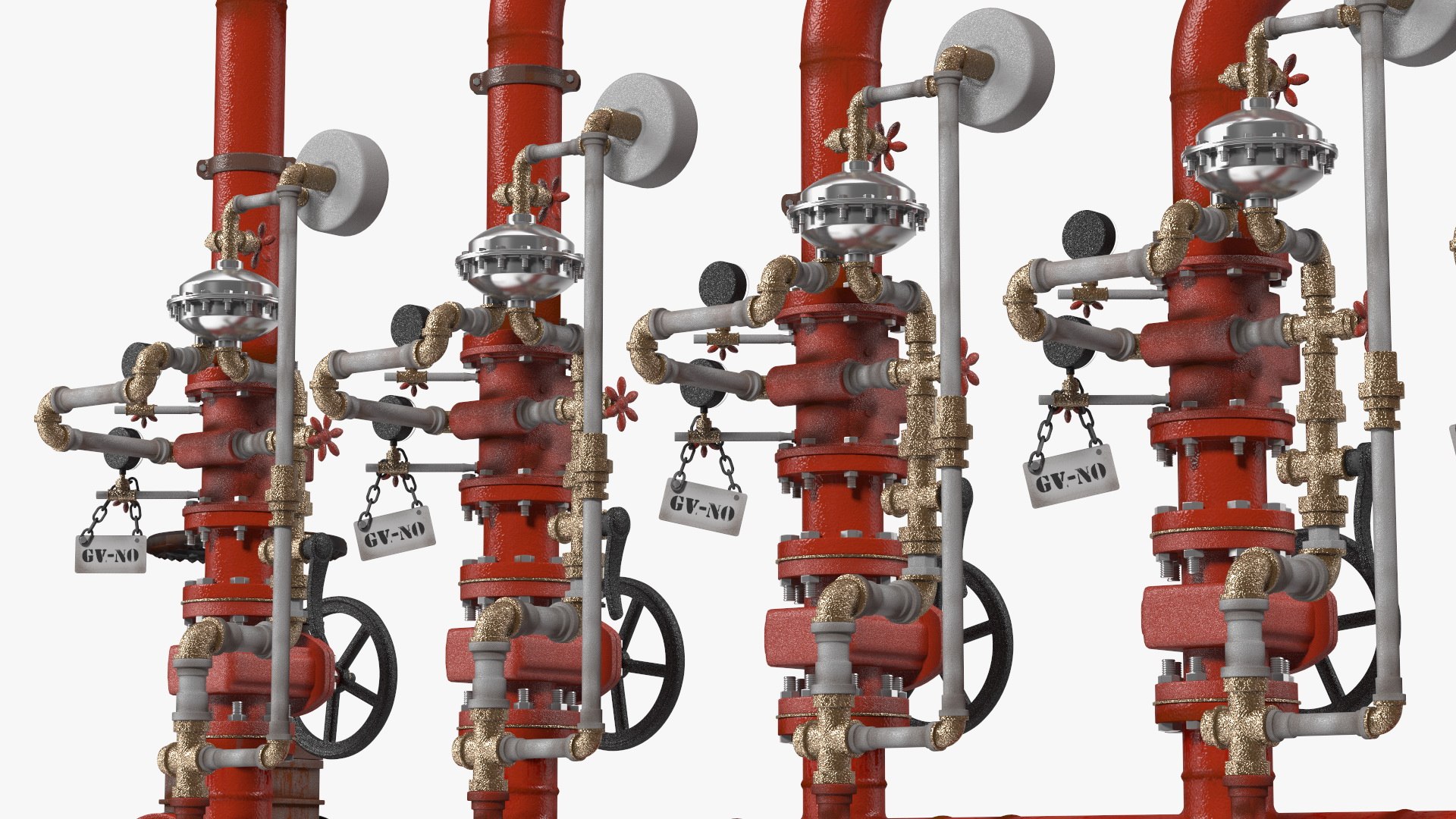 3D Industrial Pipeline System With Valves Model - TurboSquid 2236316