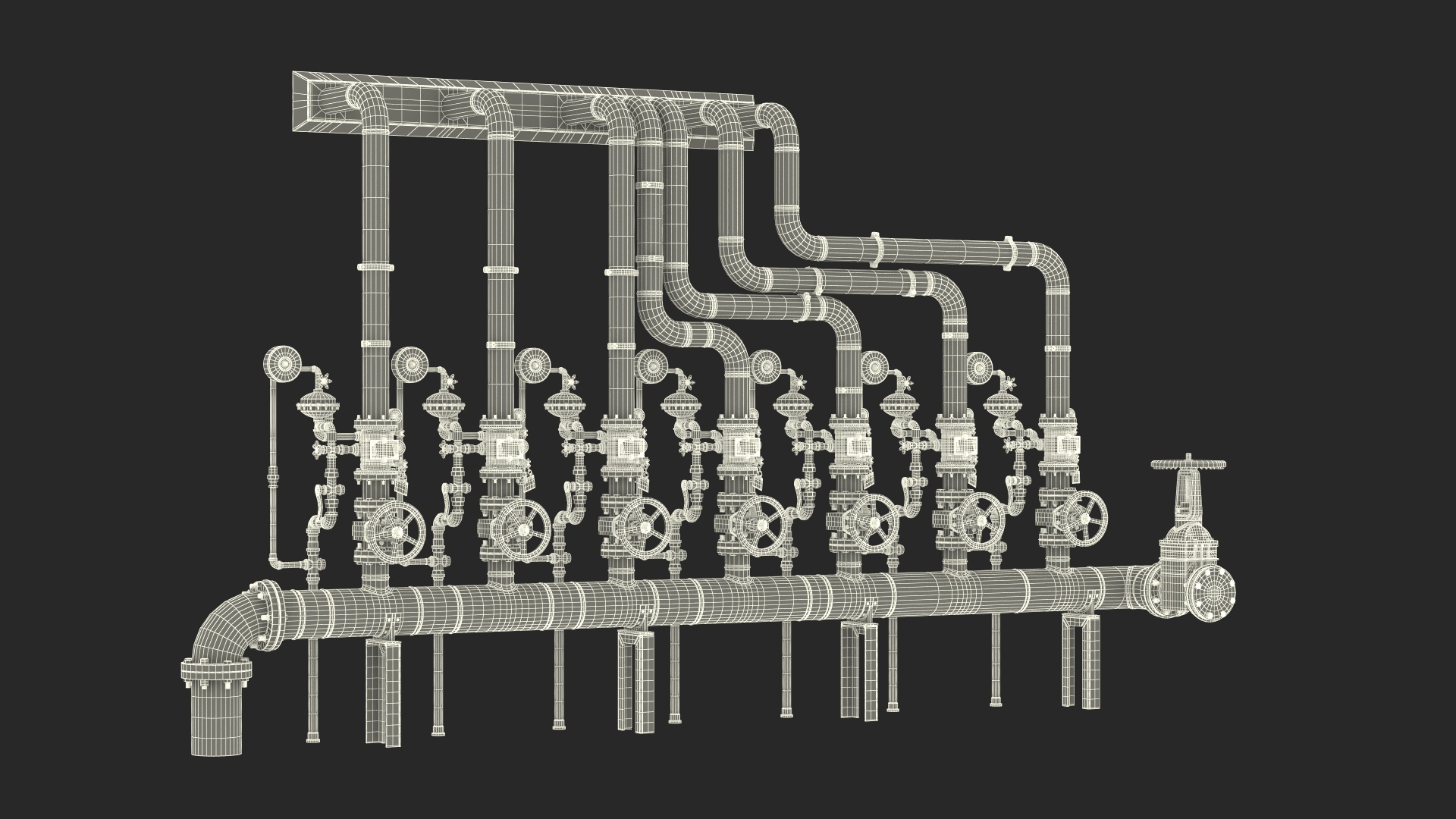 3D Industrial Pipeline System With Valves Model - TurboSquid 2236316