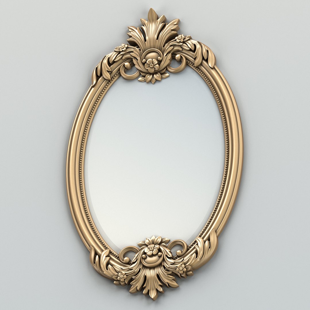 carved oval mirror frame obj