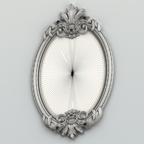 carved oval mirror frame obj