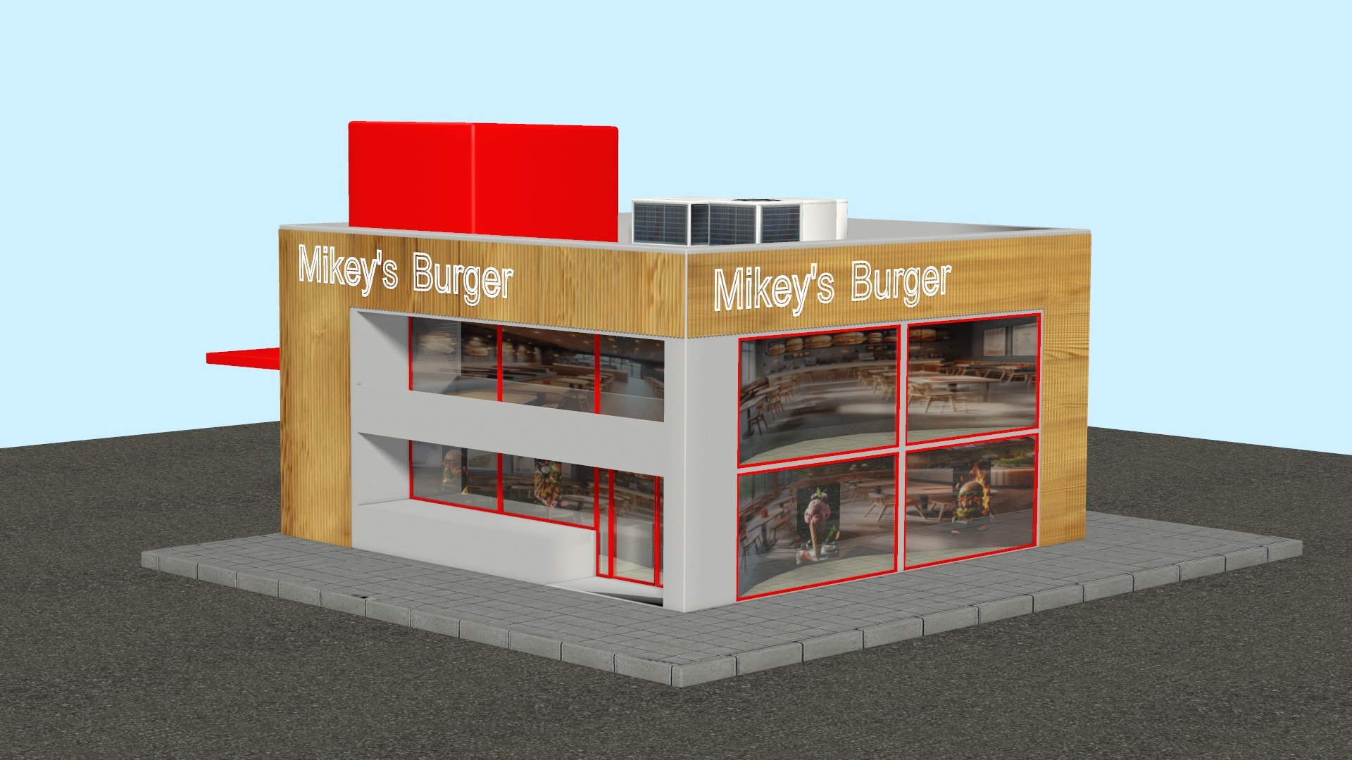 3D Burger Restaurent Model - TurboSquid 2287439