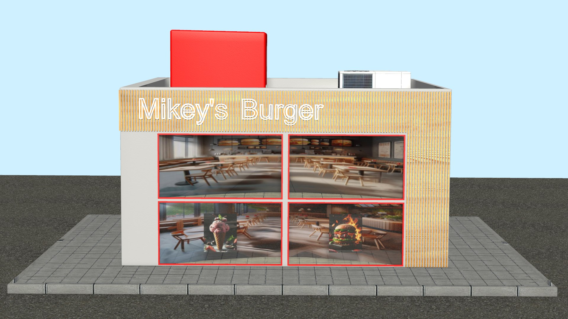 3D Burger Restaurent Model - TurboSquid 2287439