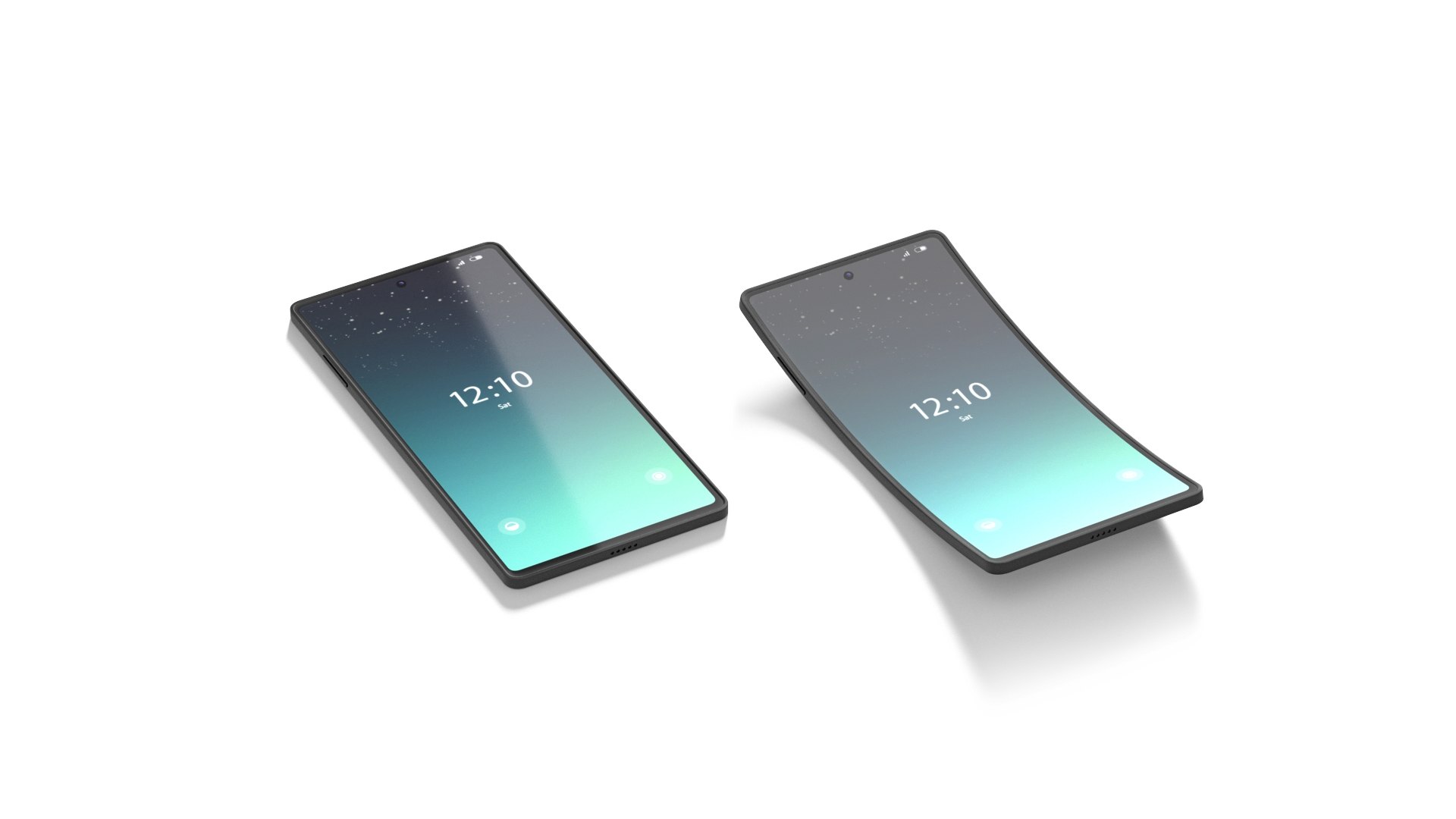 3D Animated Flexible Phone - Arched Smartphone With Cyclic Animation Of ...