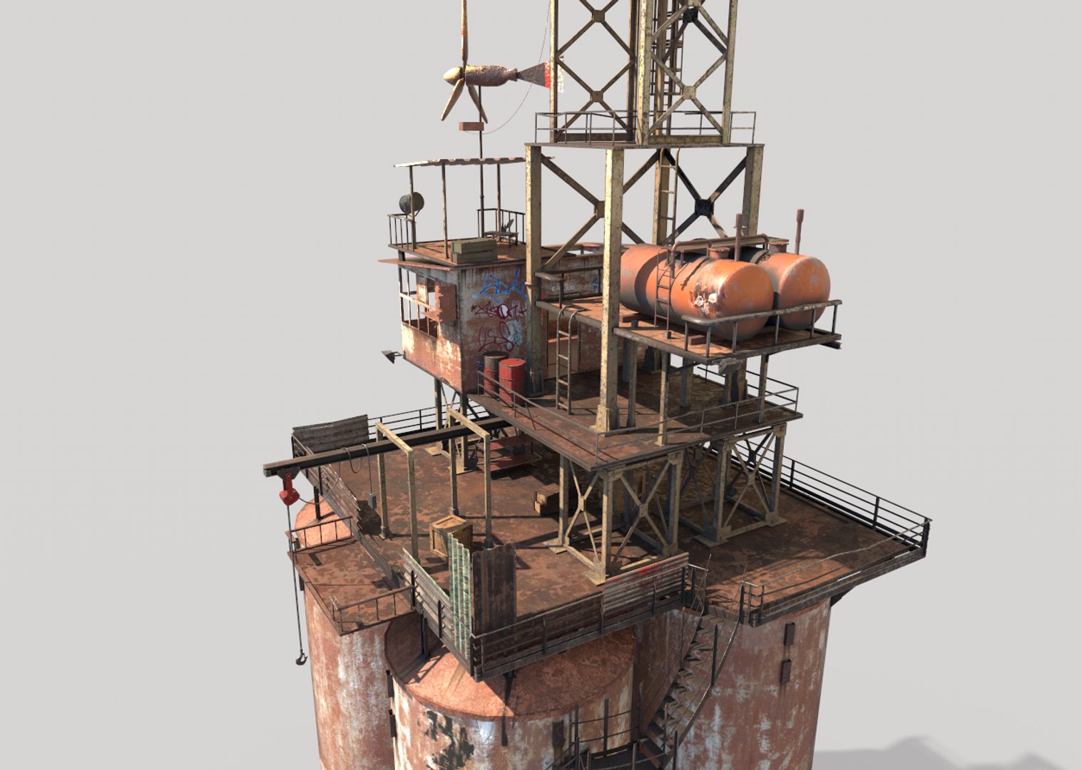 3D Post-Apocalyptic Outpost Tower 2 - TurboSquid 1730685