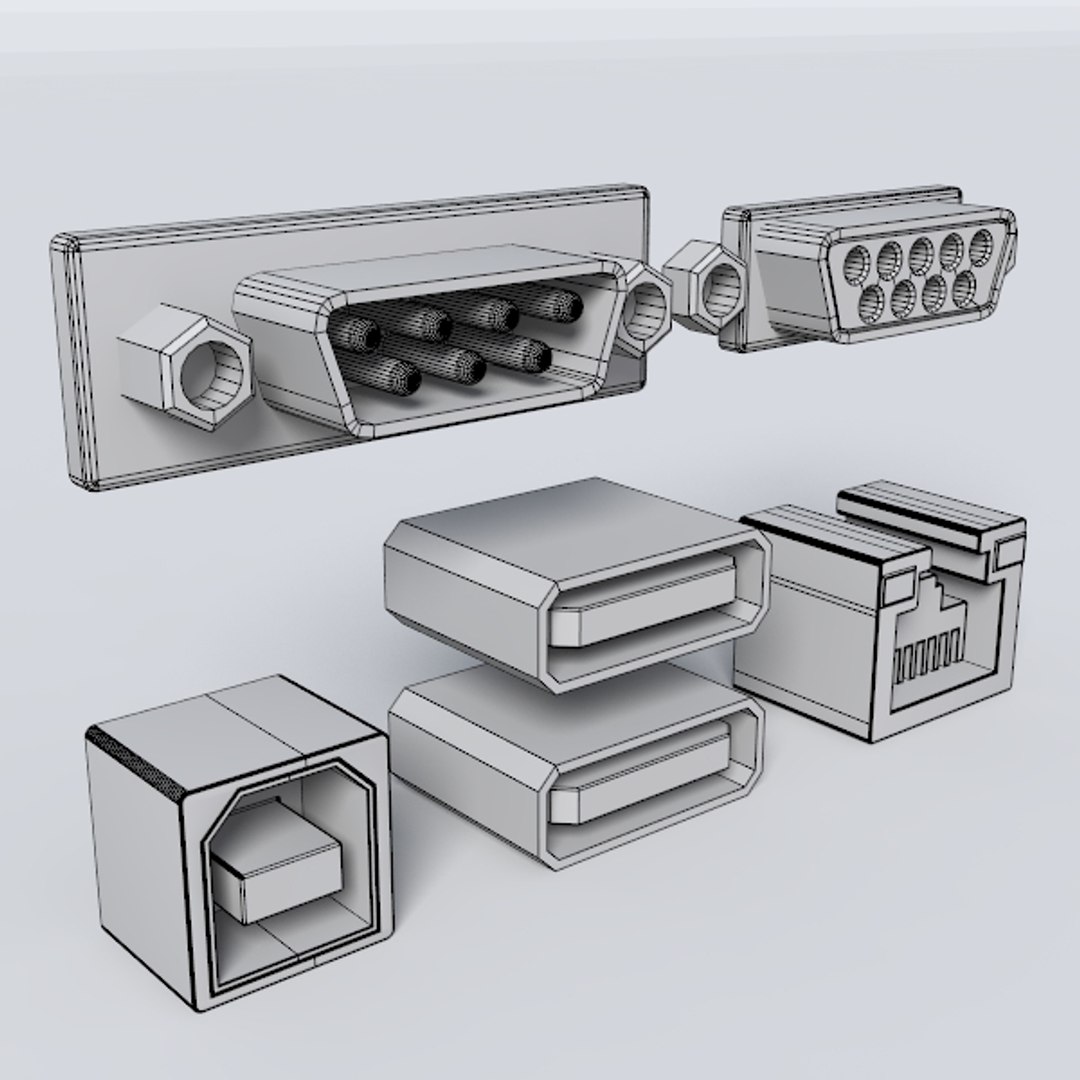 3d Computer Ports Model