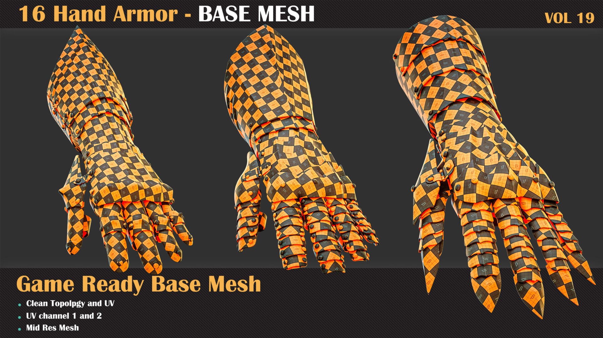 3D 16 Hand Armor BASE MESH - VOL 19 - TurboSquid 2205729