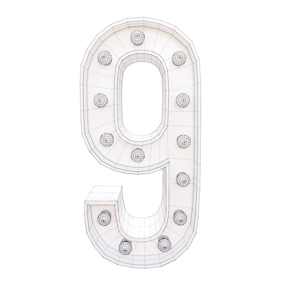 Marquee Number Nine Light Bulb Wooden Glow Sign 3dmodel 3D - TurboSquid ...