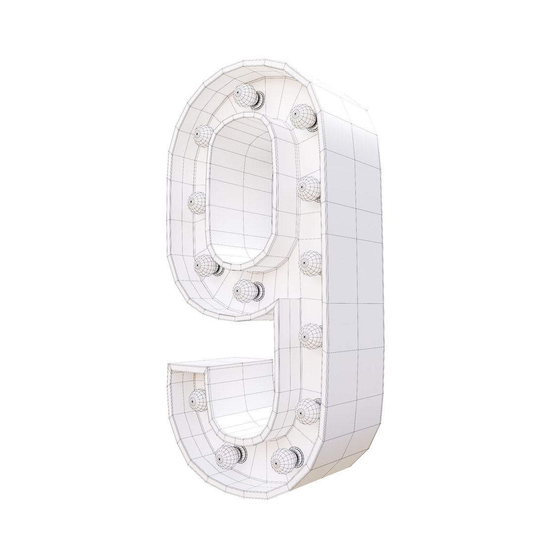 Marquee Number Nine Light Bulb Wooden Glow Sign 3dmodel 3D - TurboSquid ...