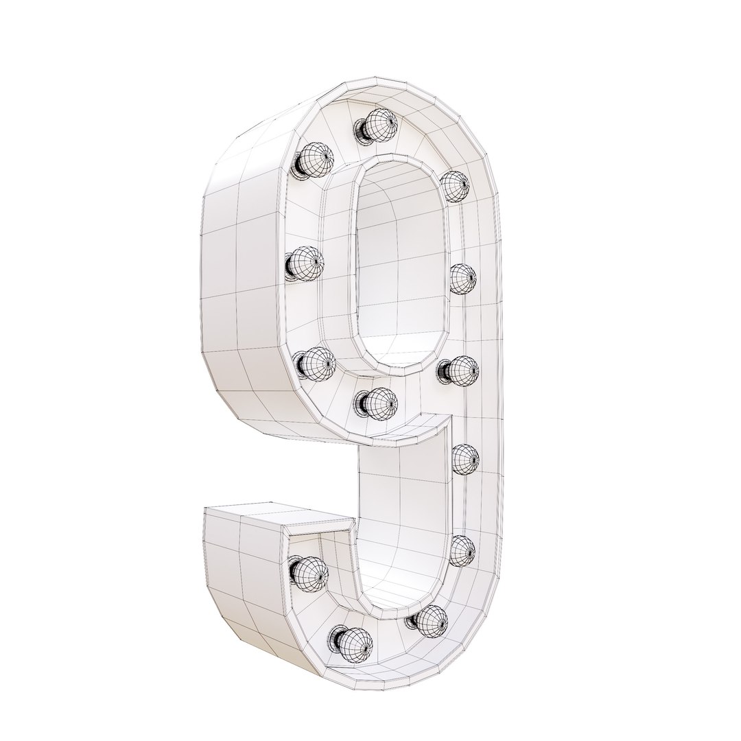 Marquee Number Nine Light Bulb Wooden Glow Sign 3dmodel 3D - TurboSquid ...