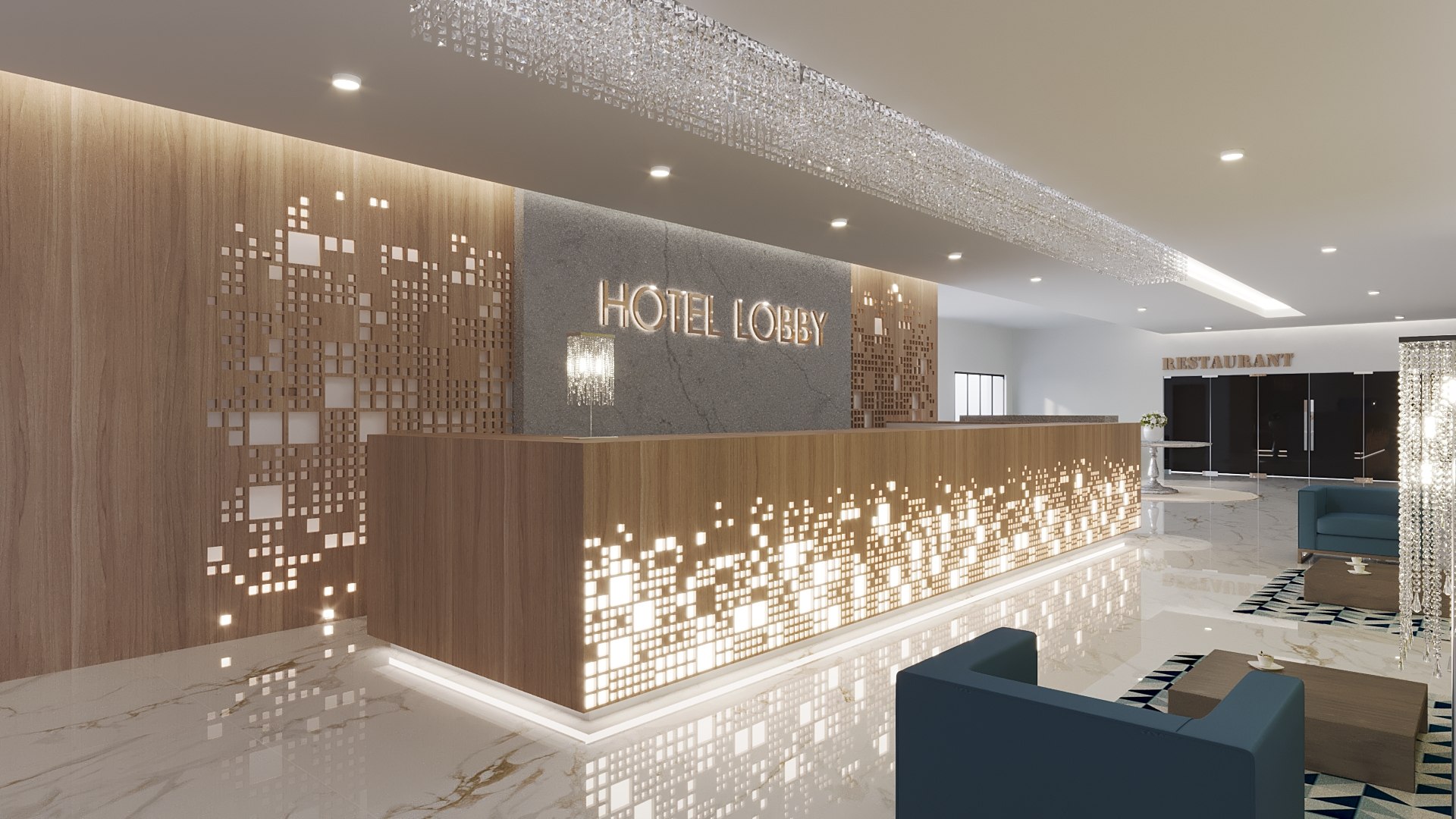 3D Modern Lobby Hotel - TurboSquid 2118457