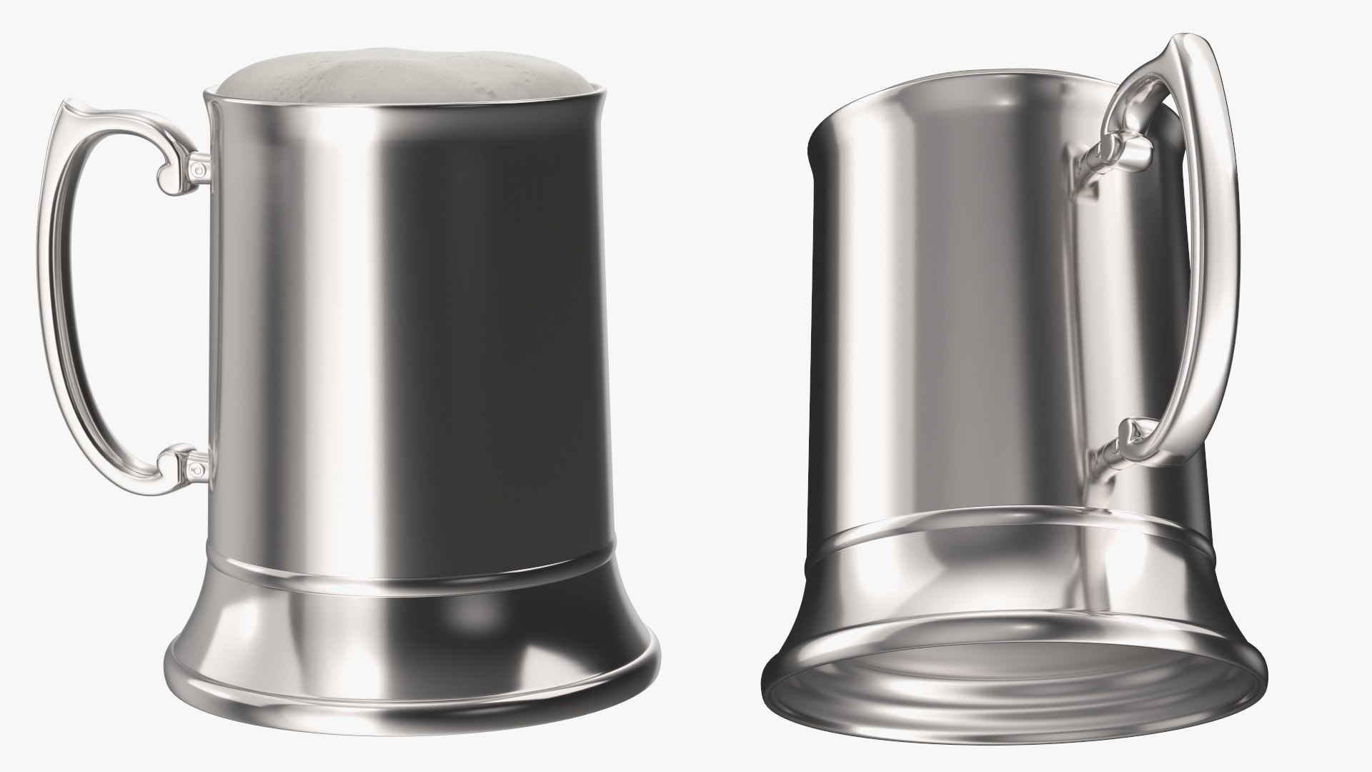 3D Stainless Steel Beer Stein With Beer - TurboSquid 2269737