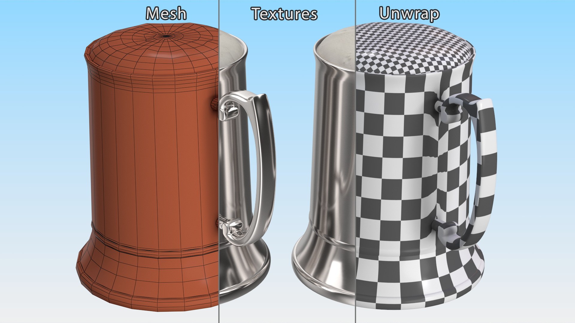 3D Stainless Steel Beer Stein With Beer - TurboSquid 2269737