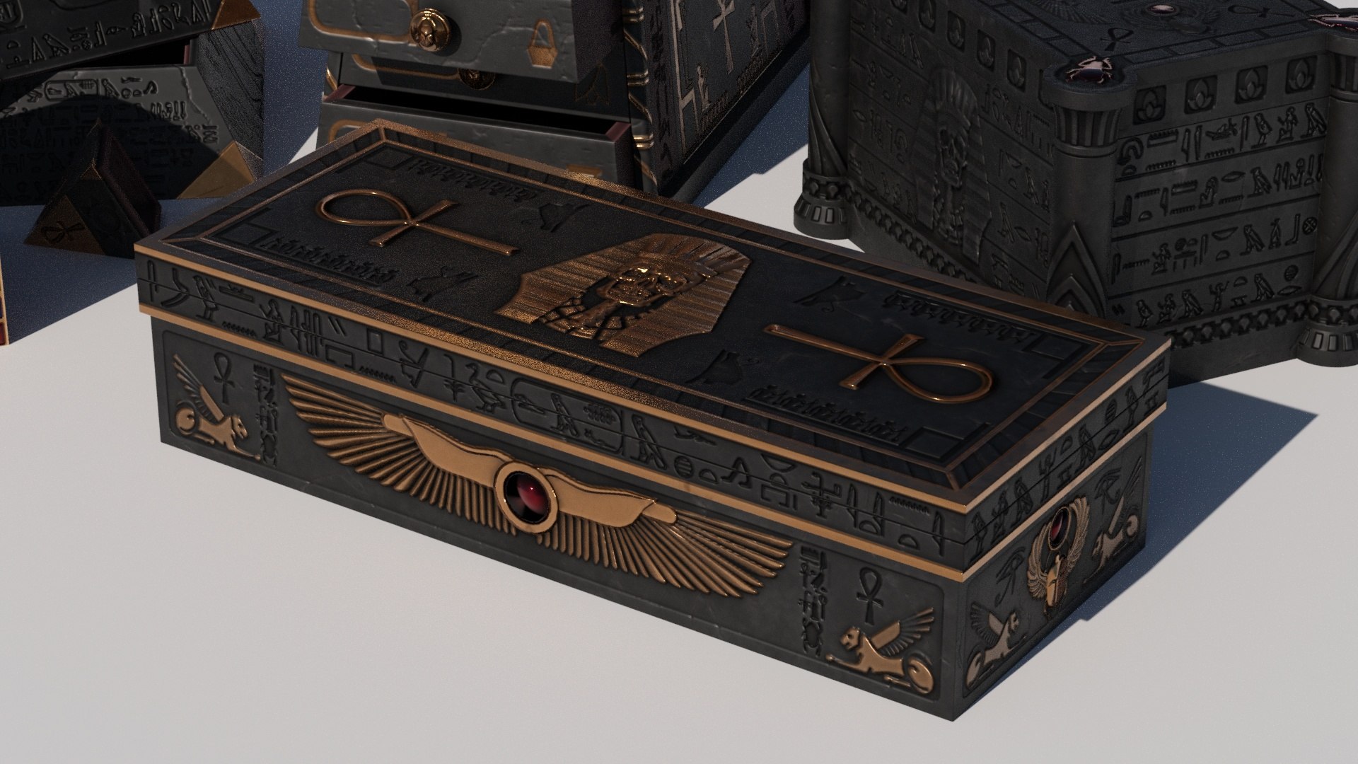 3D OB 02 Egyptian Necromancer Kit - 06 Boxes and small containers model ...