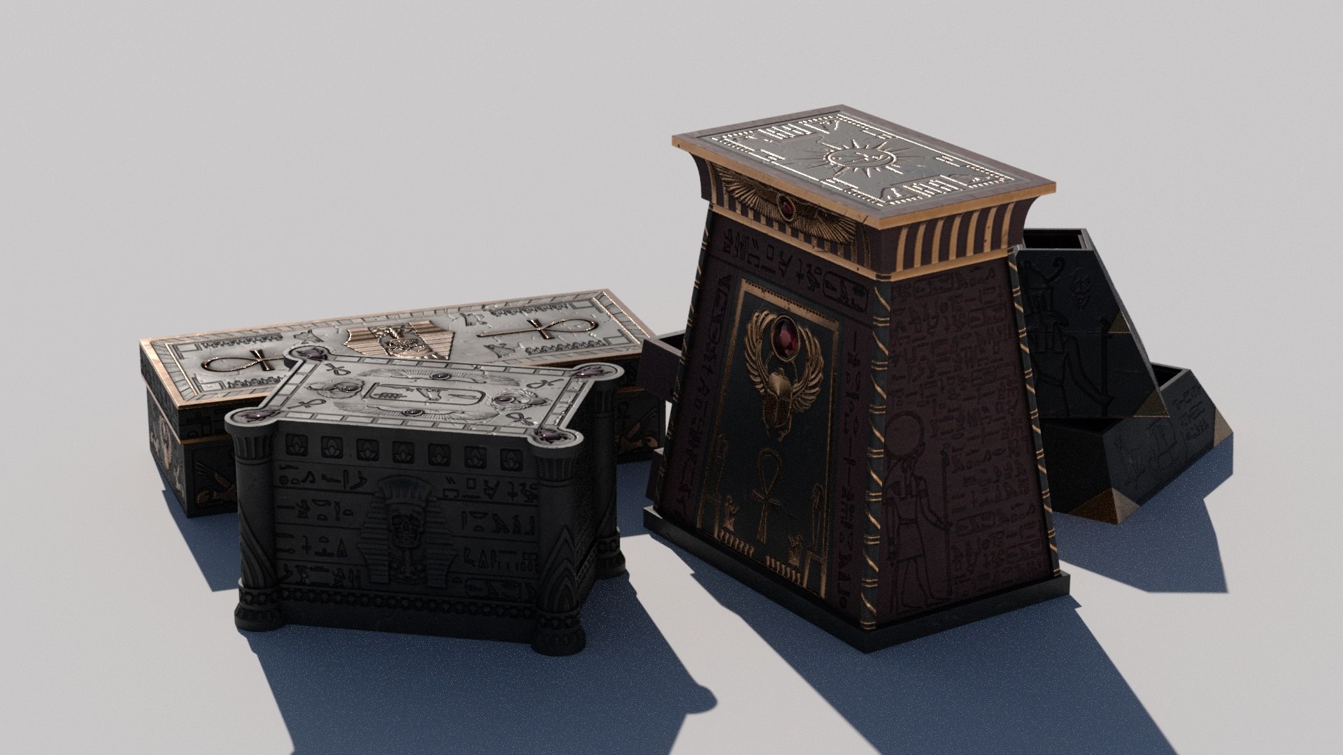 3D OB 02 Egyptian Necromancer Kit - 06 Boxes and small containers model ...