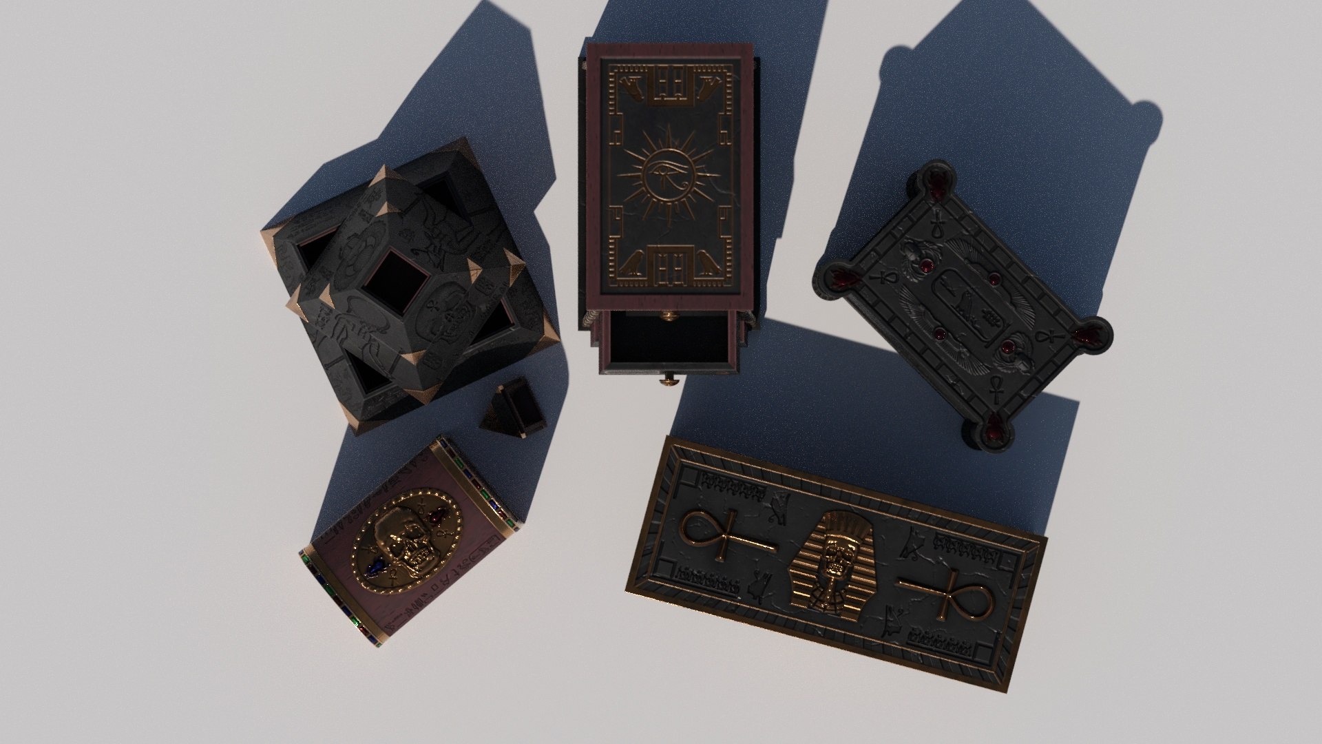 3D OB 02 Egyptian Necromancer Kit - 06 Boxes and small containers model ...