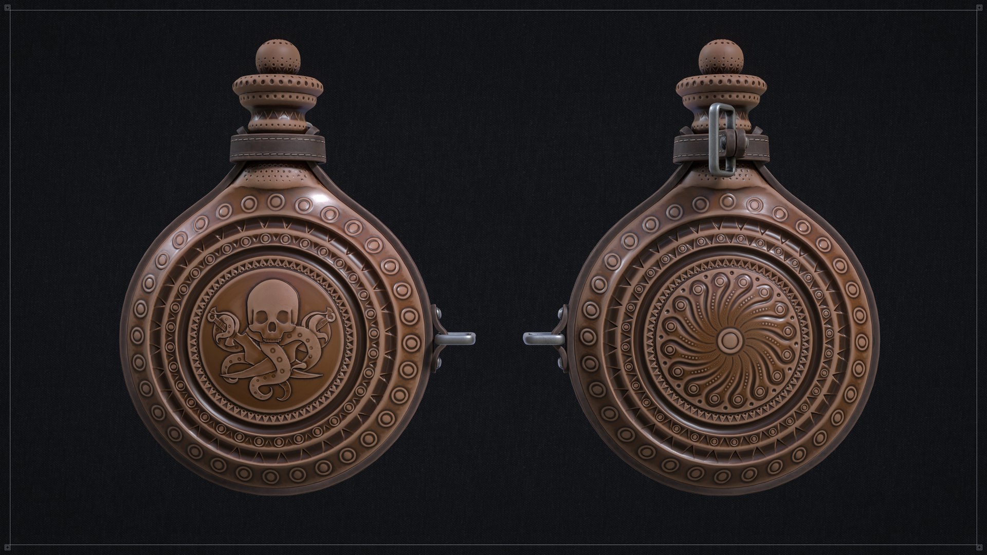 3d model s pirate flask subdivision