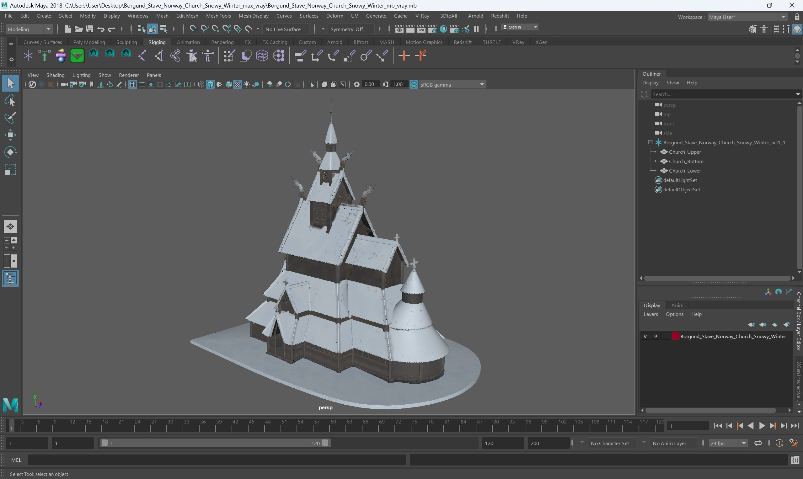 3D модель Церковь в Боргунде, Норвегия. Снежная зима. - TurboSquid 2445932