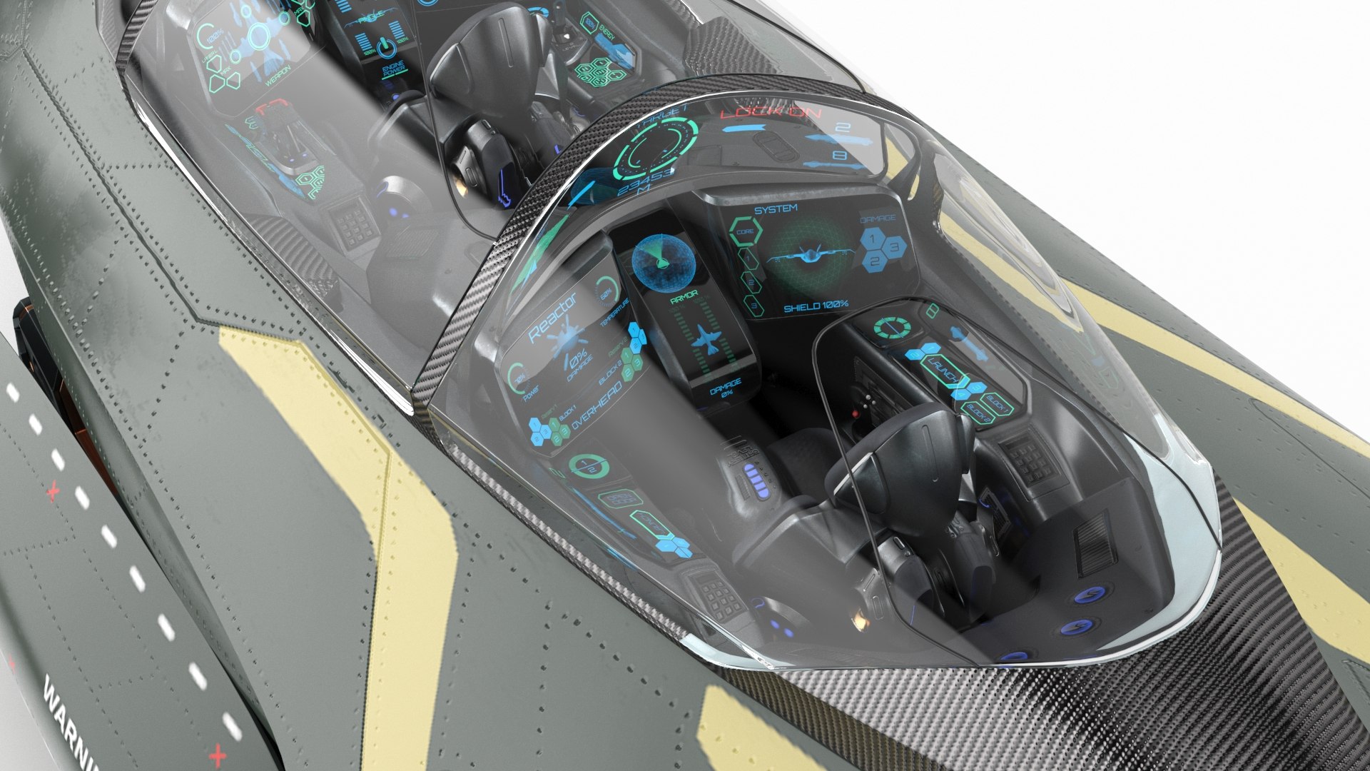 3D Sci Fi Green Military Fighter Jet Rigged For Cinema 4D Model ...