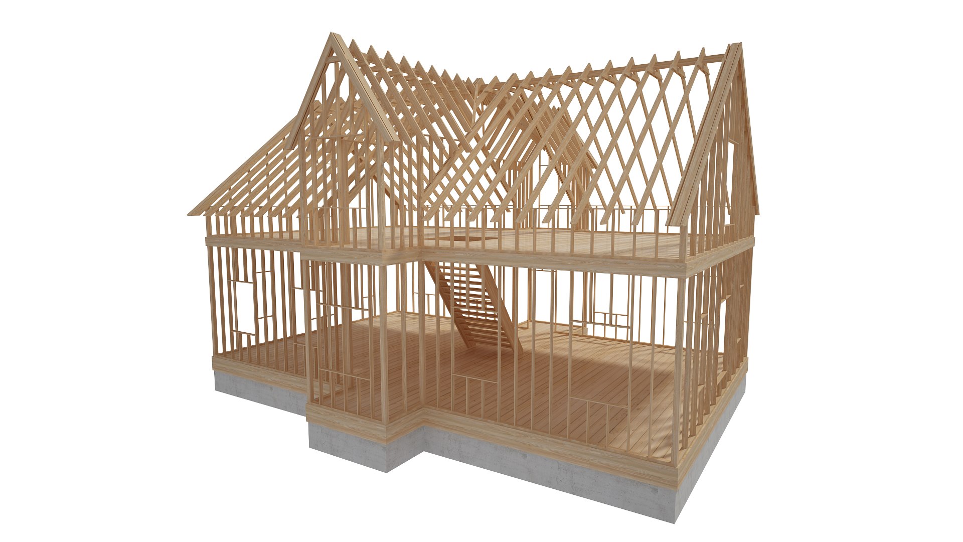 Wood House Construction 3D Model - TurboSquid 2316636