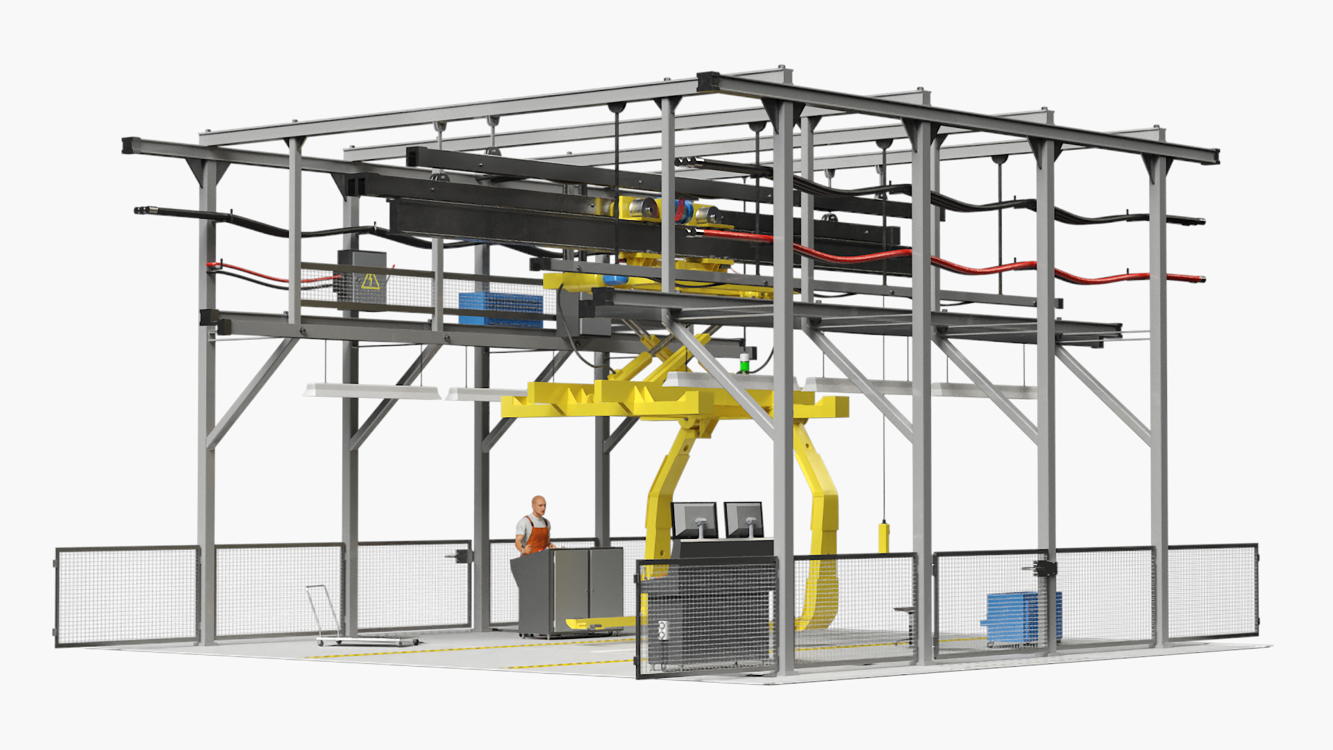 3D Automatic Vehicle Body Conveyor And Worker Model - TurboSquid 2322335