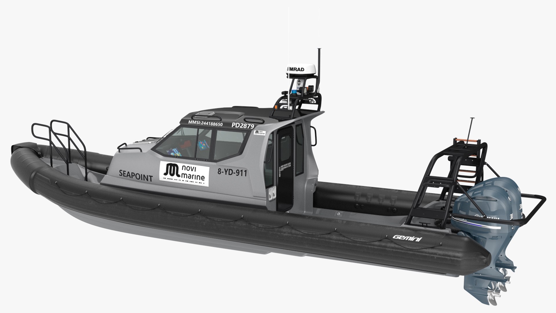 Boat Grey Waverider 1060 GRP Cabin Rigged For Cinema 4D Model ...