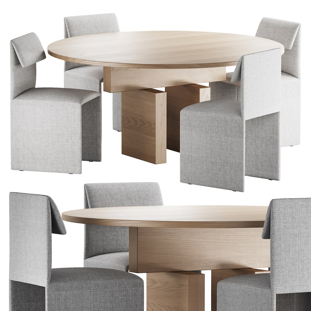 3D 330 Plane Dining Table Round and Sacha Chair - TurboSquid 2076446
