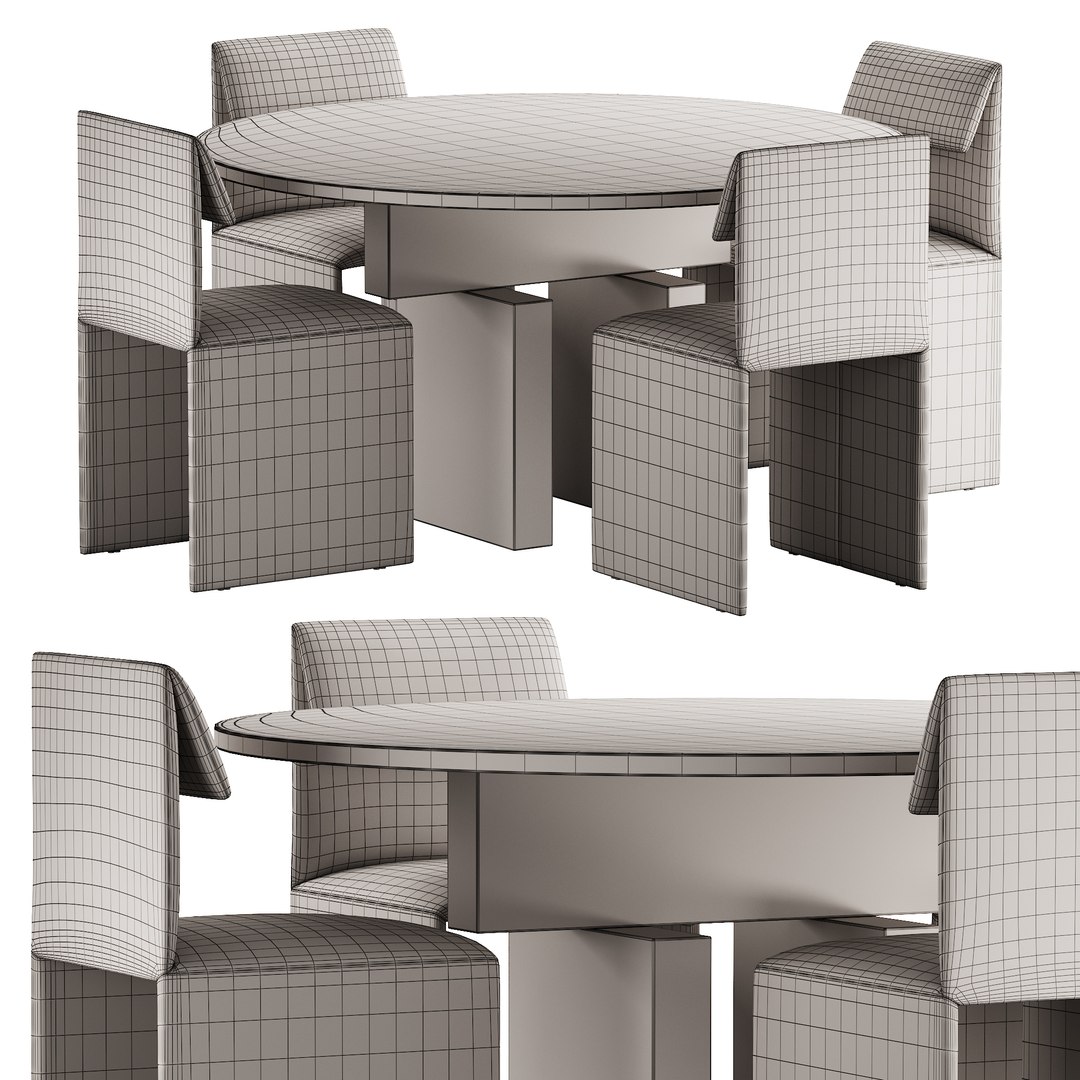 3D 330 Plane Dining Table Round and Sacha Chair - TurboSquid 2076446