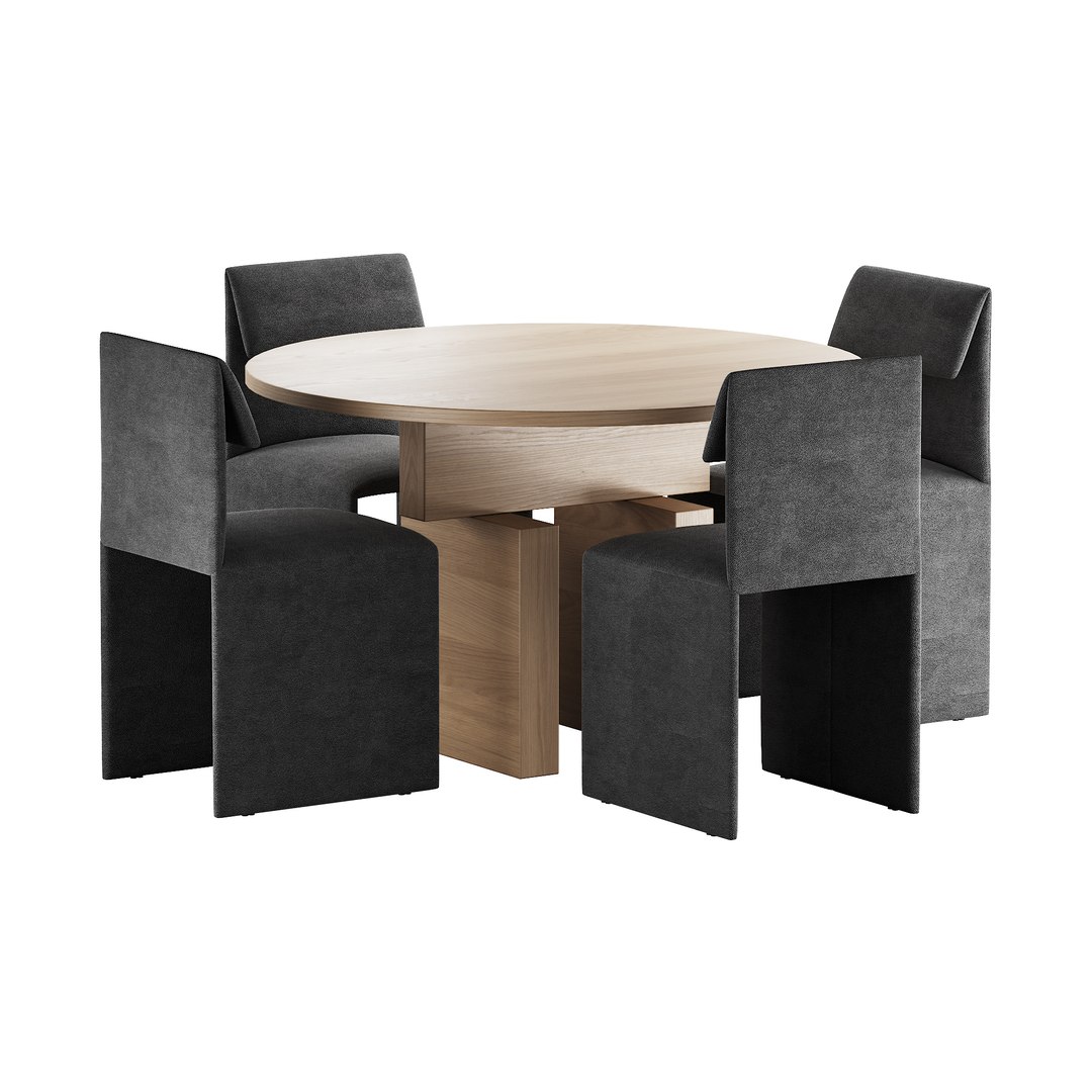 3D 330 Plane Dining Table Round and Sacha Chair - TurboSquid 2076446