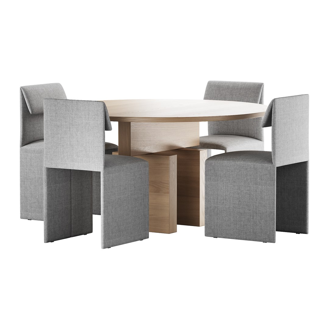 3D 330 Plane Dining Table Round and Sacha Chair - TurboSquid 2076446