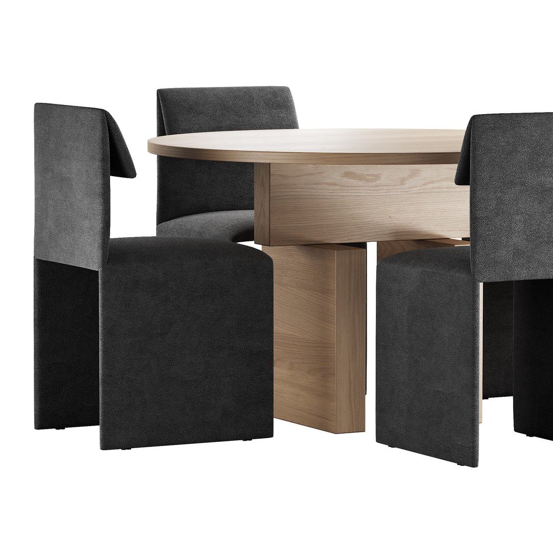 3D 330 Plane Dining Table Round and Sacha Chair - TurboSquid 2076446