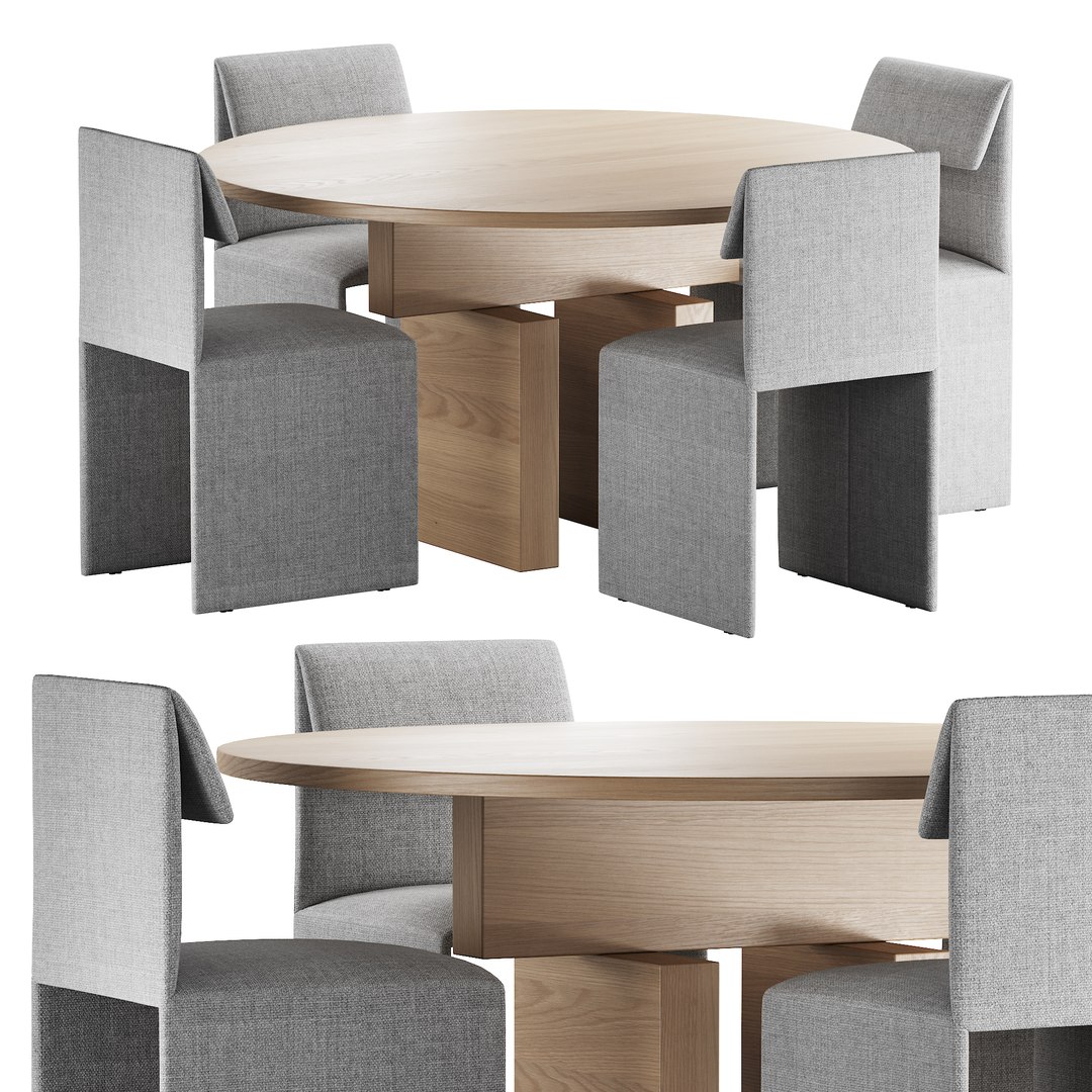 3D 330 Plane Dining Table Round and Sacha Chair - TurboSquid 2076446