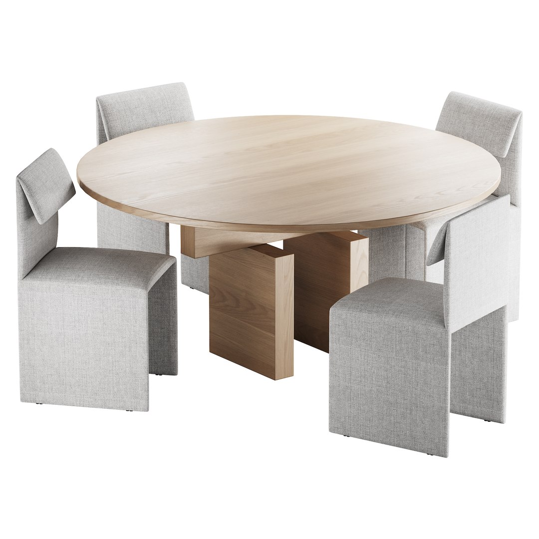 3D 330 Plane Dining Table Round and Sacha Chair - TurboSquid 2076446