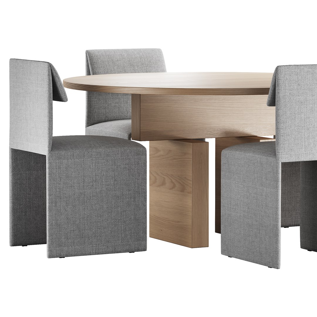 3D 330 Plane Dining Table Round and Sacha Chair - TurboSquid 2076446