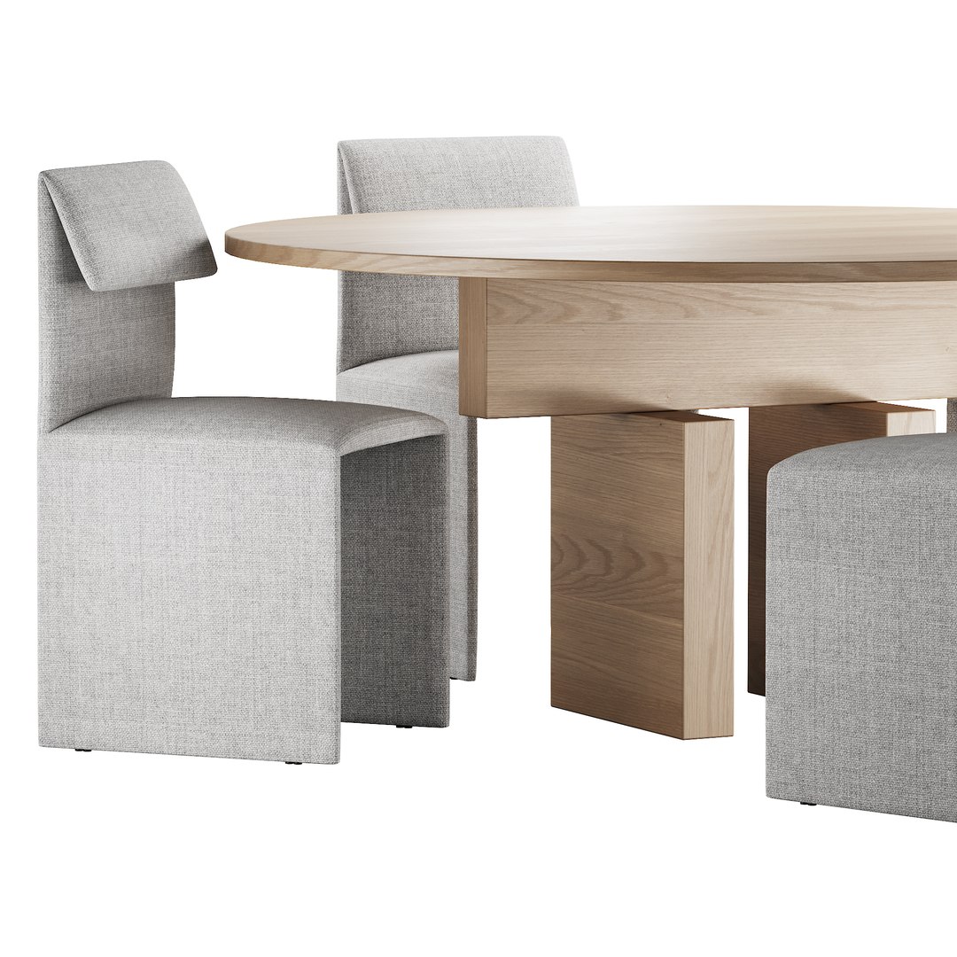 3D 330 Plane Dining Table Round and Sacha Chair - TurboSquid 2076446