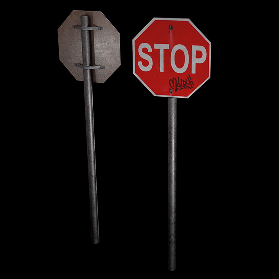 Road Sign Stop Model - TurboSquid 1170295