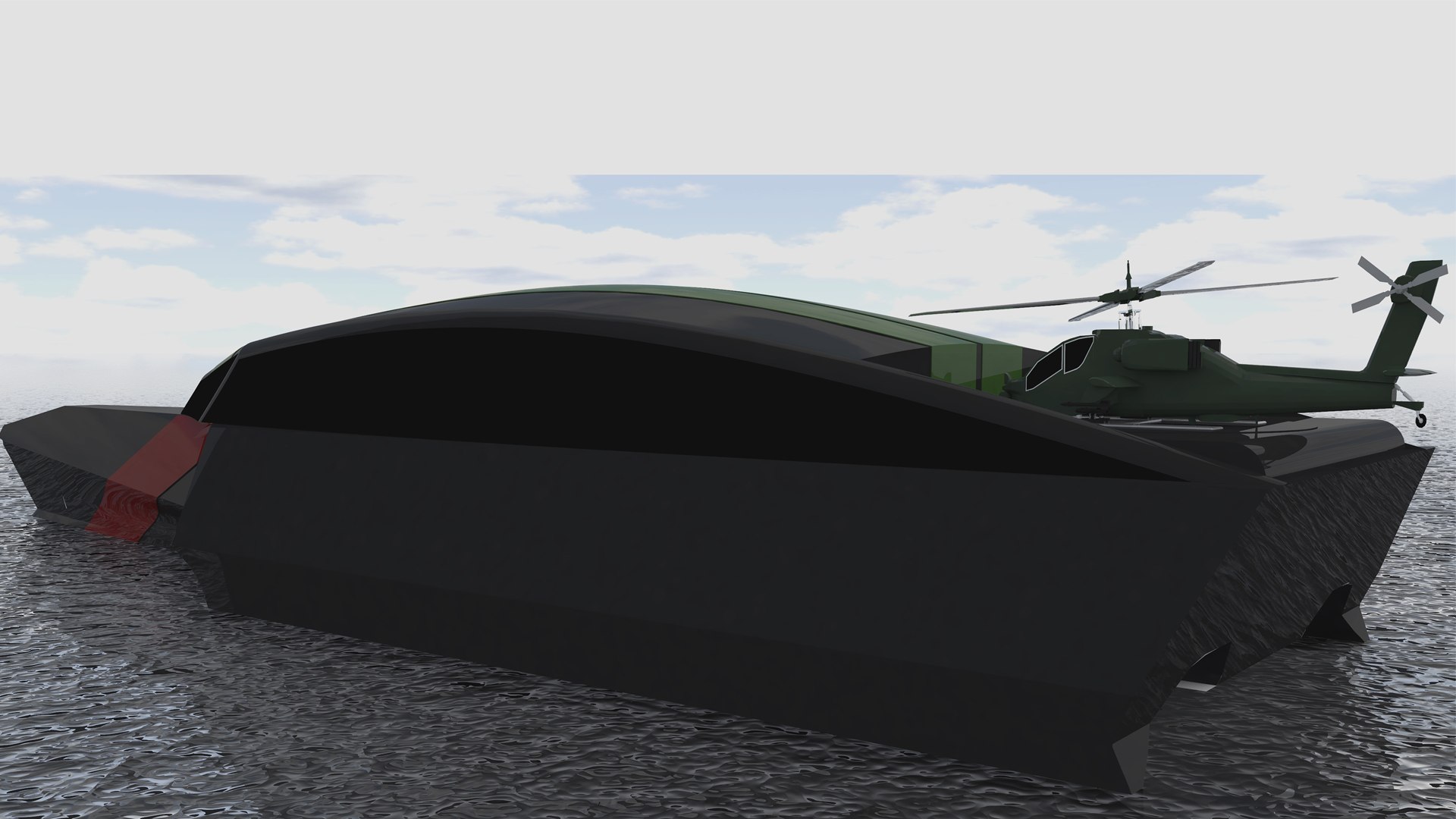 3d Model Trimaran Military Ship