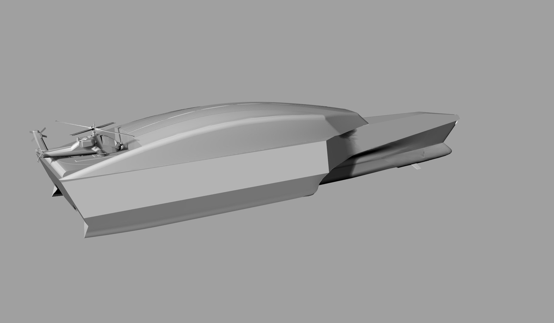3d Model Trimaran Military Ship