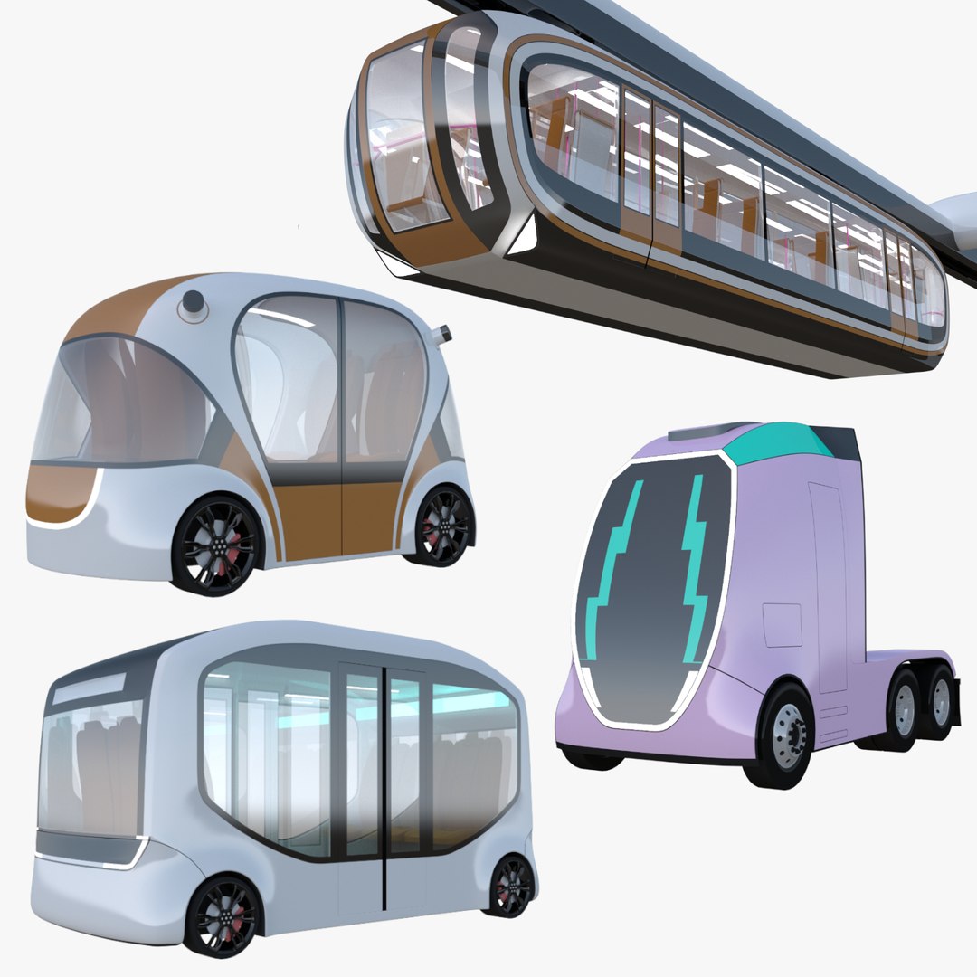 3D Monorail And Autonomous Cars Collection Model - TurboSquid 1847593