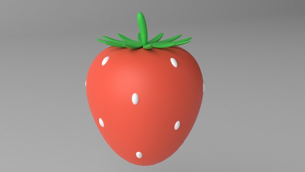 modelo 3d Cartoon Cute Strawberry Fruit - TurboSquid 1999687