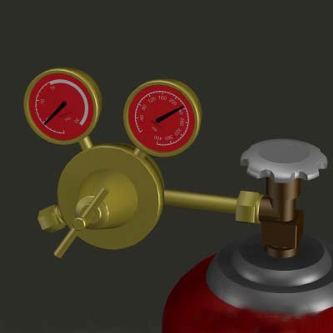 Red Acetylene Tank 3d Model